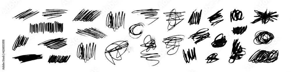 Vector set of grungy graphic dirty scribble elements. Hand drawn ...