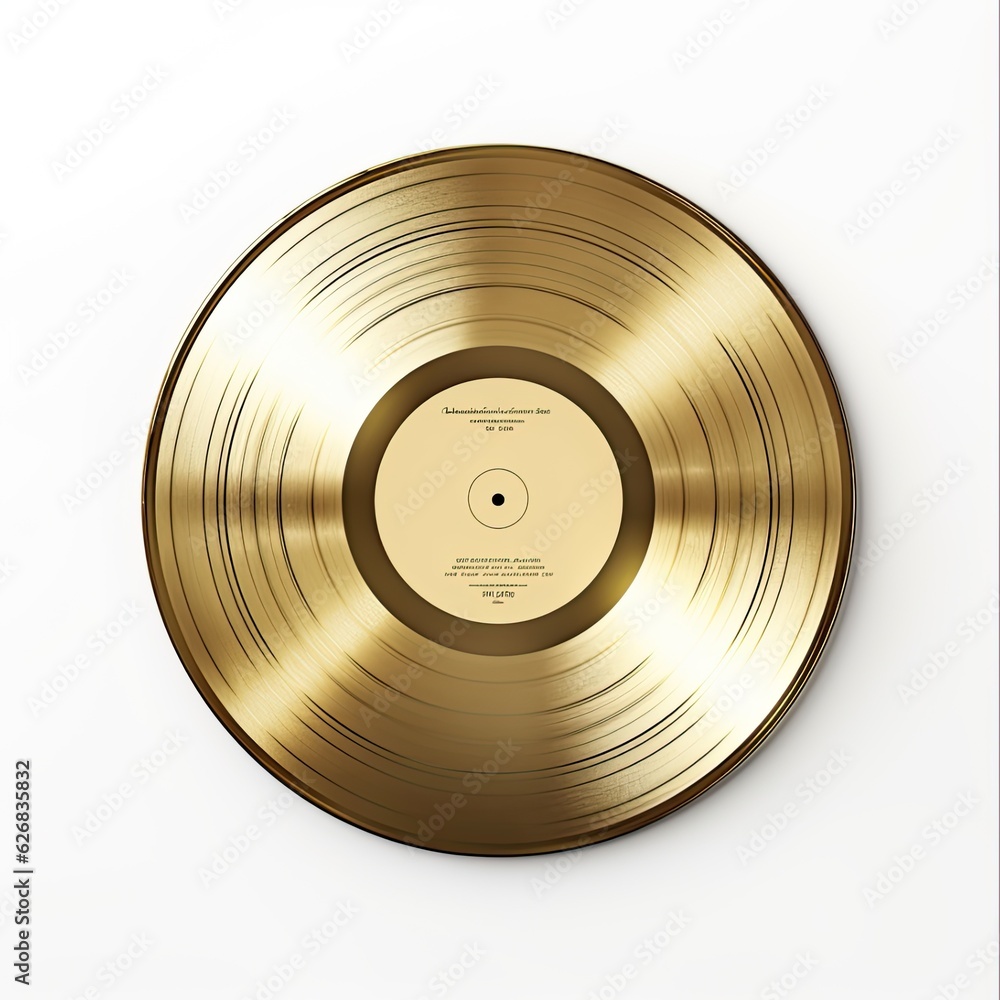 Realistic Gold Vinyl Record for Melody Lovers. Isolated LP Plate on ...