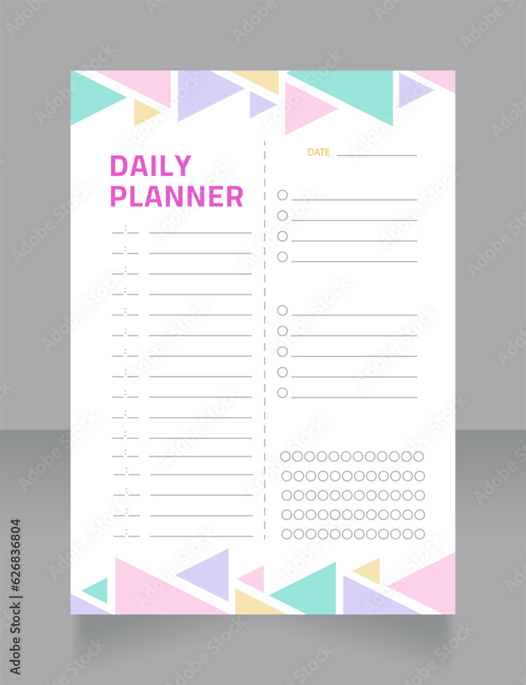 Daily planner for children activities worksheet design template ...