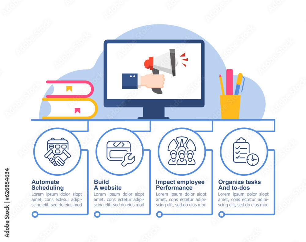 Marketing infographic chart design template. Automation tool. Work ...