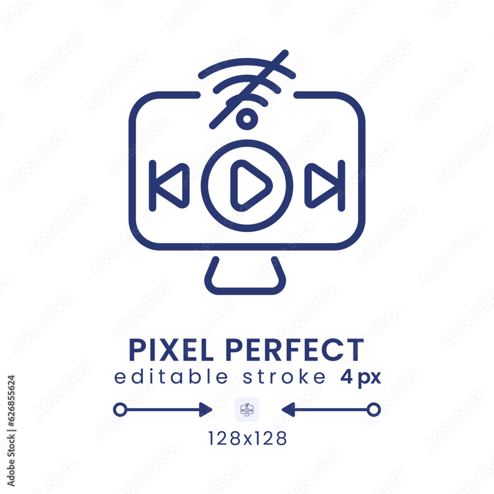 Offline playback linear desktop icon. Streaming platform. Downloading ...