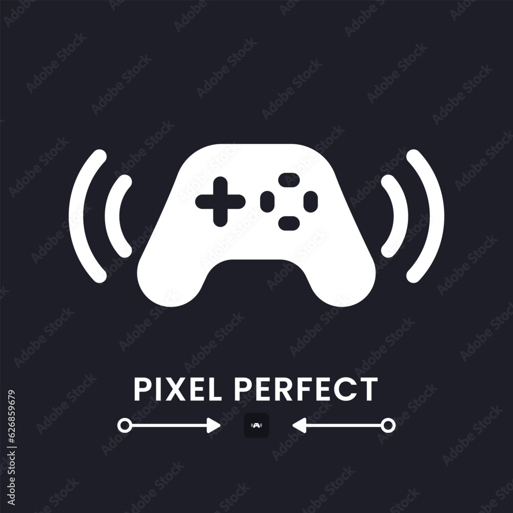 Gamepad white solid desktop icon. Game streaming. Wireless controller. Online gamer. Pixel ...