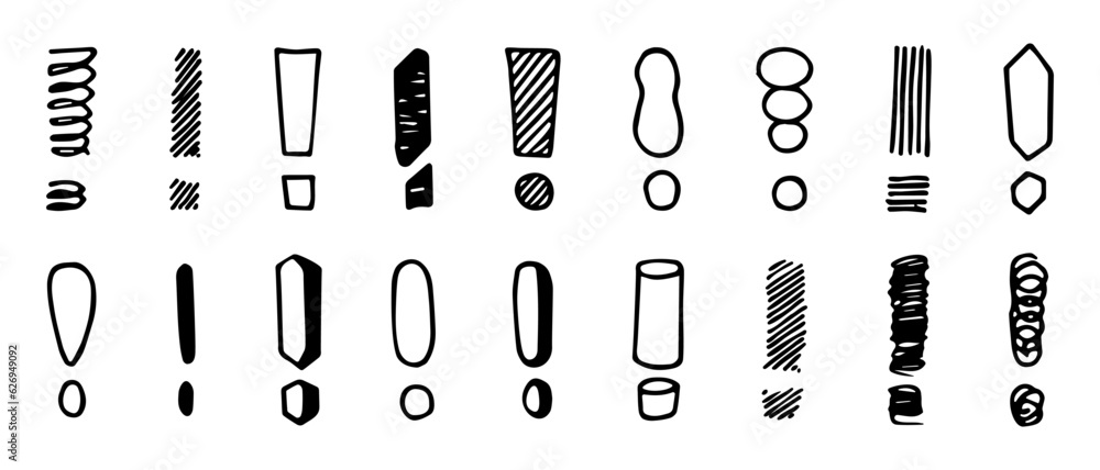 Exclamation marks set. Different types of punctuation marks black ...