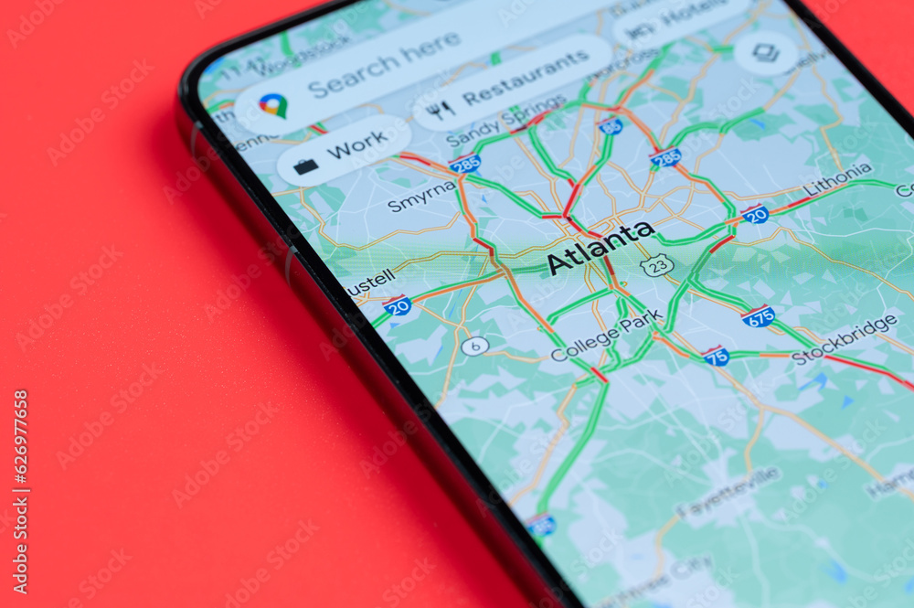 Map of traffic jams in Atlanta Stock Photo | Adobe Stock