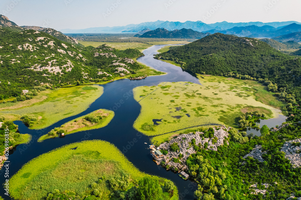 Canyon of Rijeka Crnojevica river near the Skadar lake coast. One of ...