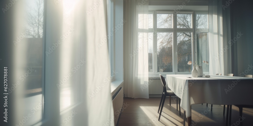 white interior of a room with a window, Serenity of Danish Design, Lens ...