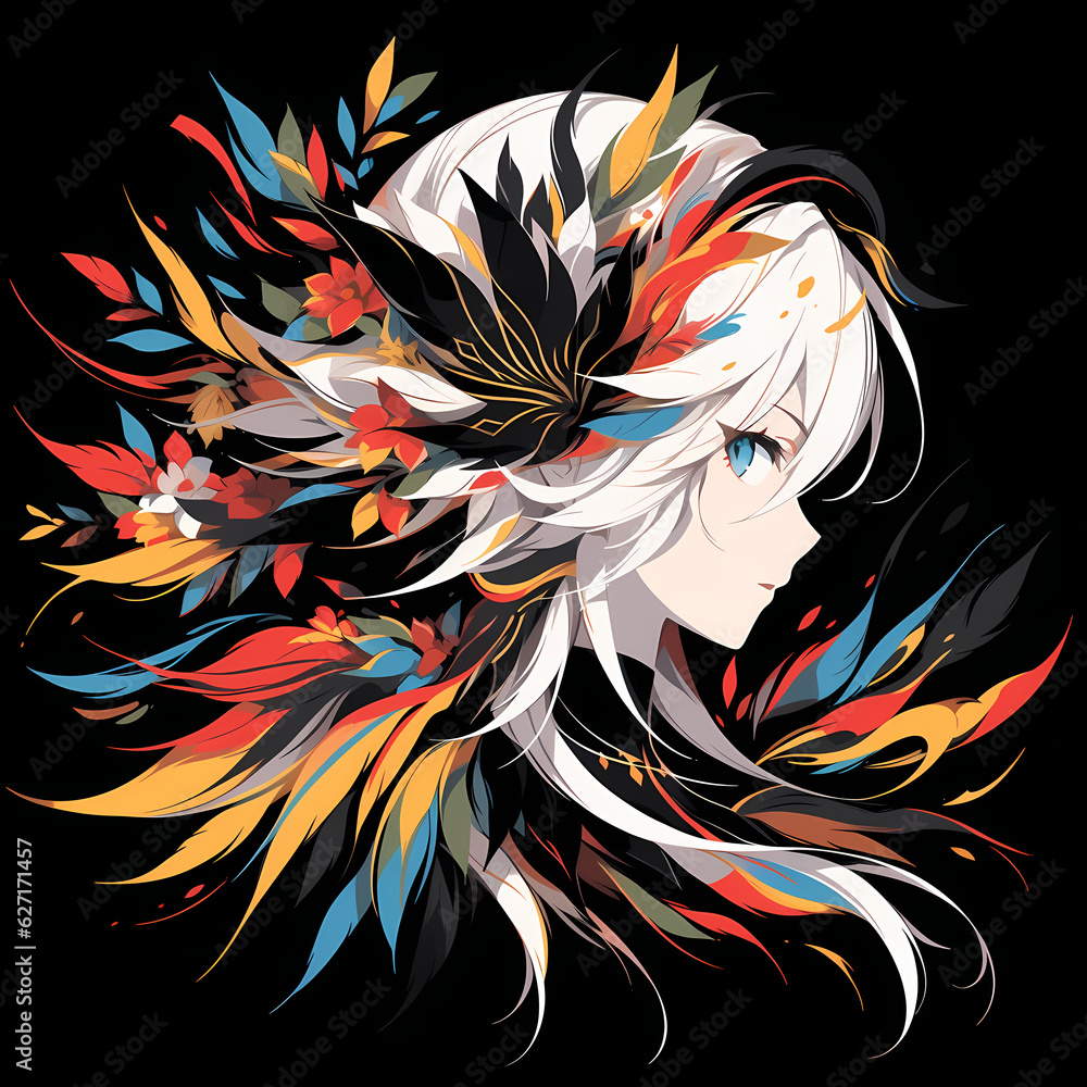 Sketch of a portrait of a woman in anime style. Stylish abstract ...