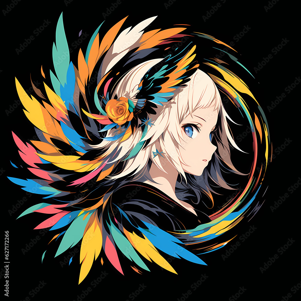 Sketch of a portrait of a woman in anime style. Stylish abstract ...