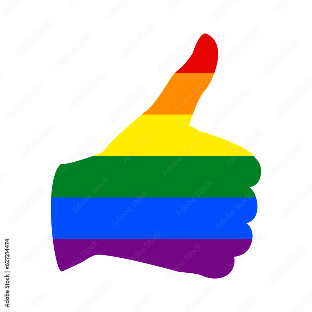 Logo lgbt. Mes del orgullo. Símbolo pulgares arriba. Silueta de mano ...