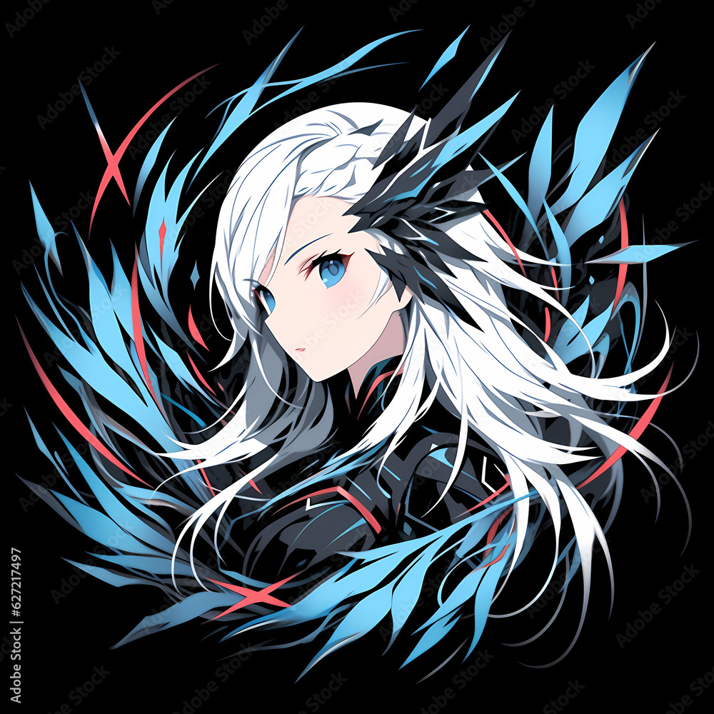 Sketch of a portrait of a woman in anime style. Stylish abstract ...