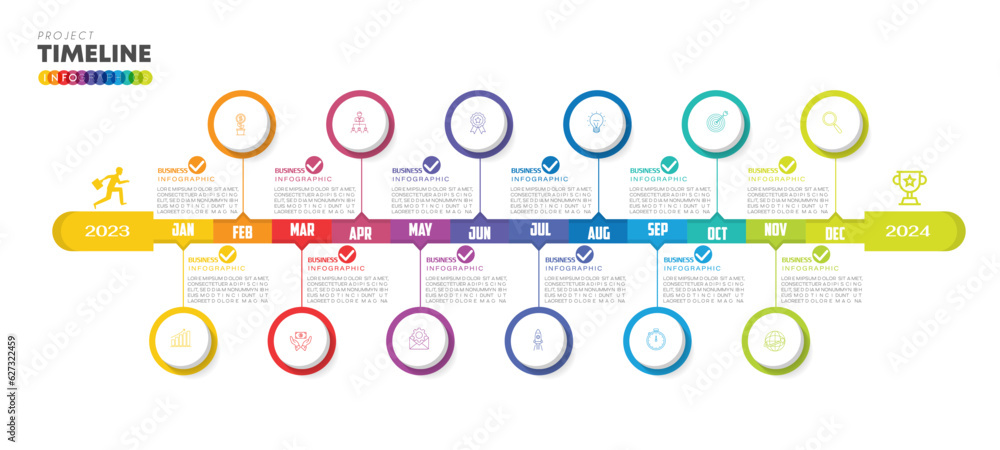 infographic Project timeline graph for 12 months modern diagram ...