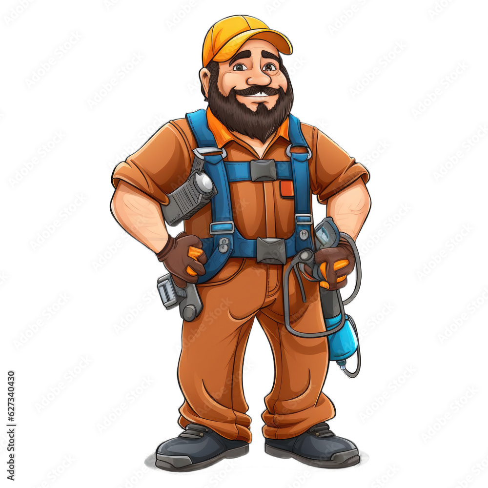 Electrician cartoon character isolated on transparent background ...
