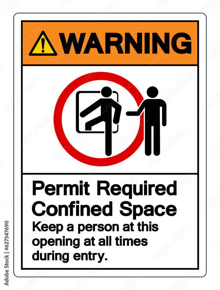 Warning Permit Required Confined Space Symbol Sign, Vector Illustration ...