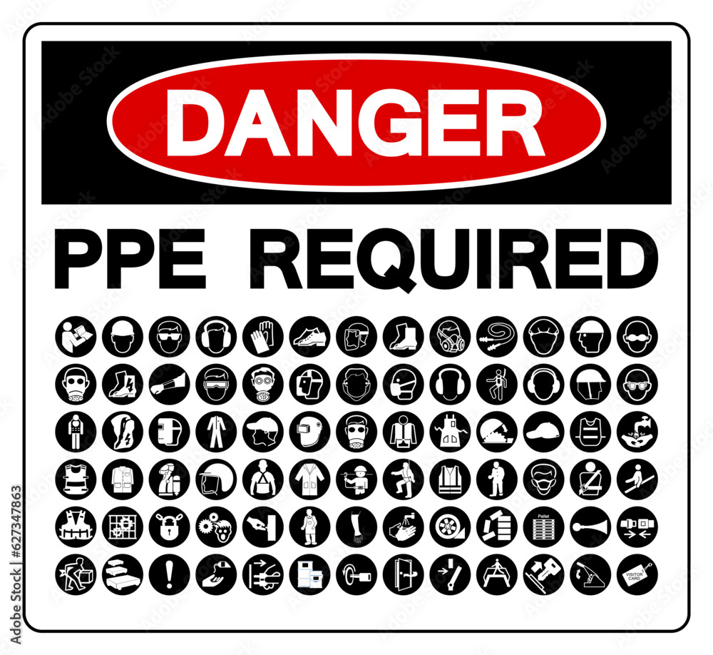 Danger PPE Required Symbol Sign, Vector Illustration, Isolated On White ...