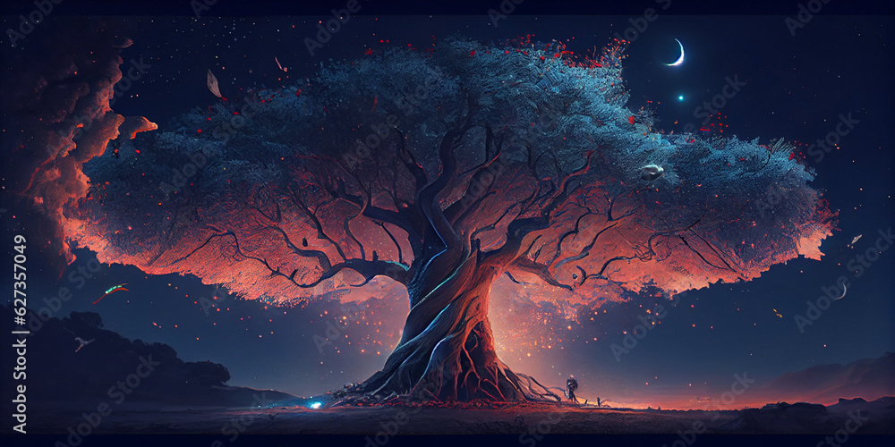 The big tree of life, which connects the terrestrial and heavenly ...