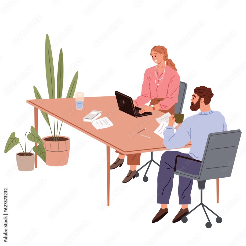 People office work. Vector illustration. A worker employee maintains ...