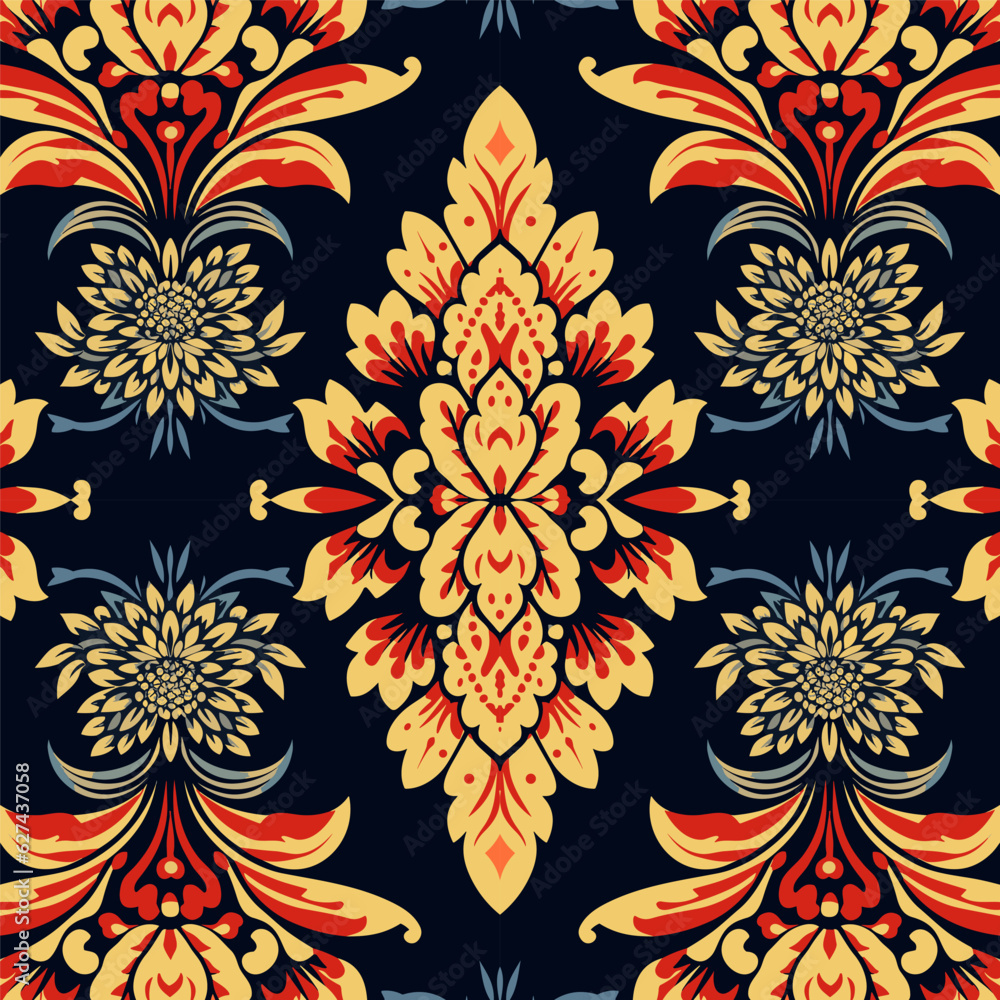 Traditional Thai Kanok fabric pattern. Luxury ornate elegant Thai style ...