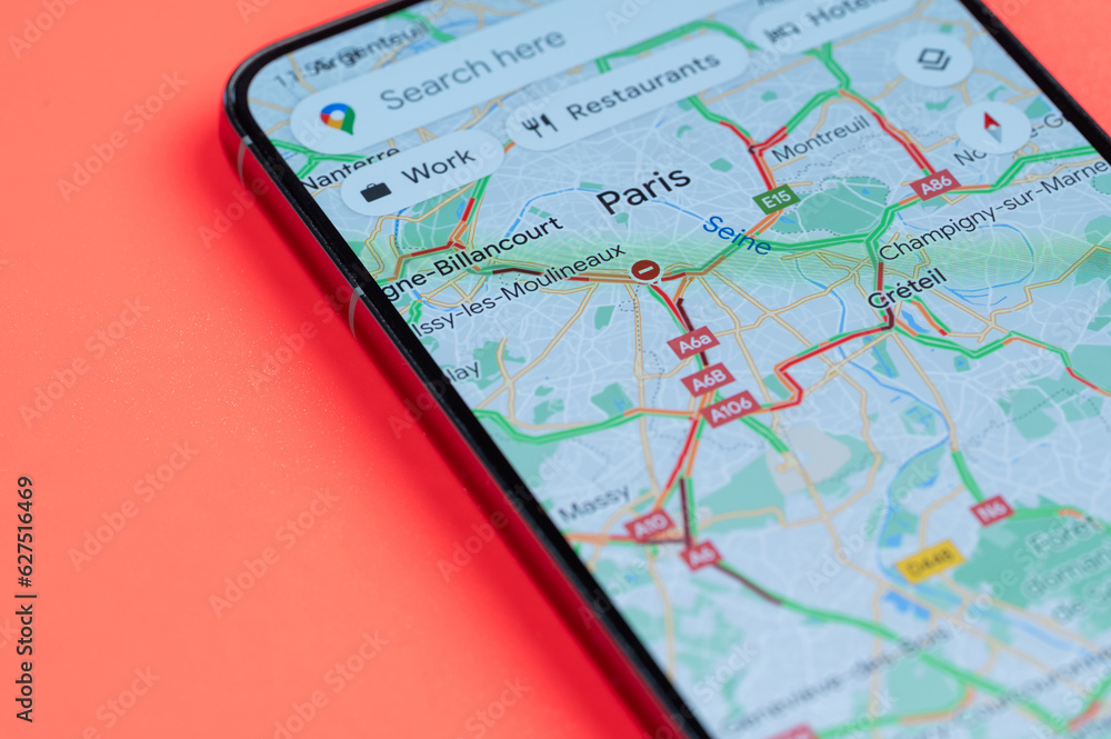 Traffic jam map in Paris Stock Photo | Adobe Stock