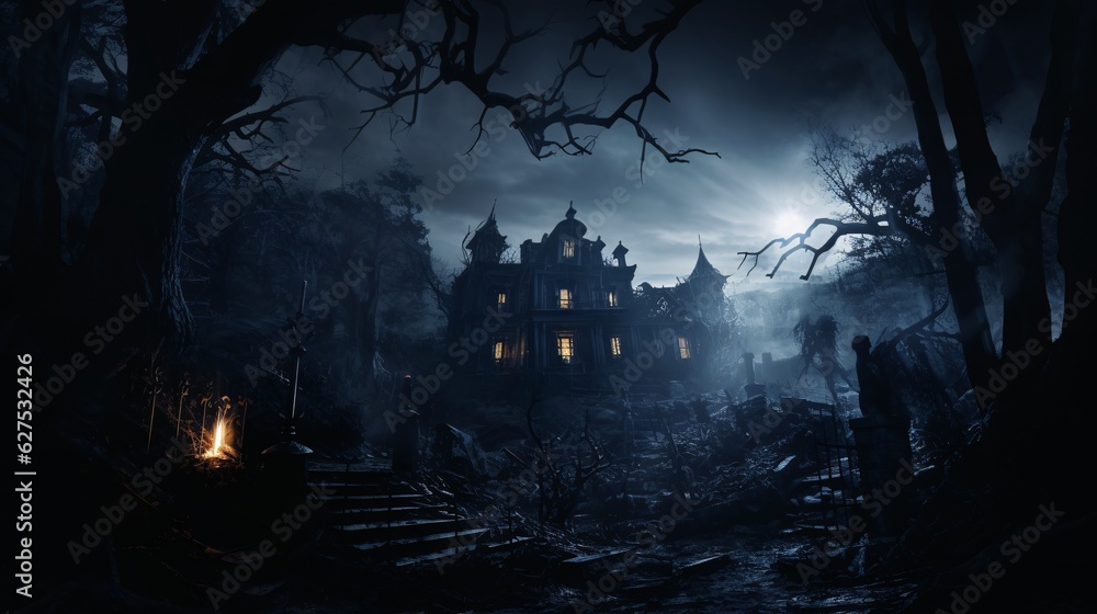 Gothic Majesty: A Haunting Victorian Mansion Amidst Ominous Darkness ...