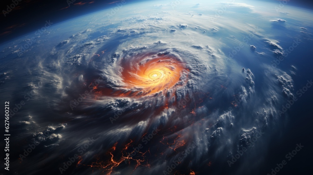 Hurricane Florence over Atlantics. Satellite view. Super typhoon over ...