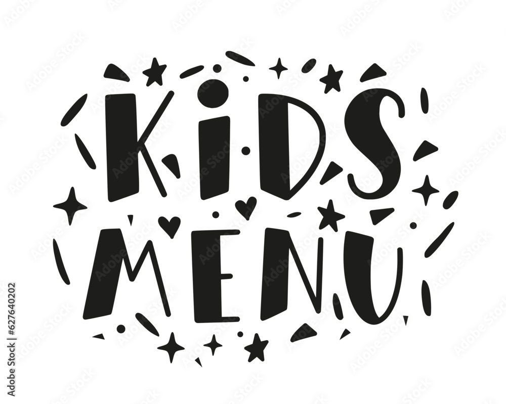 Vector de Stock Kids menu. Logo for banner, flyer, poster design. Meal ...