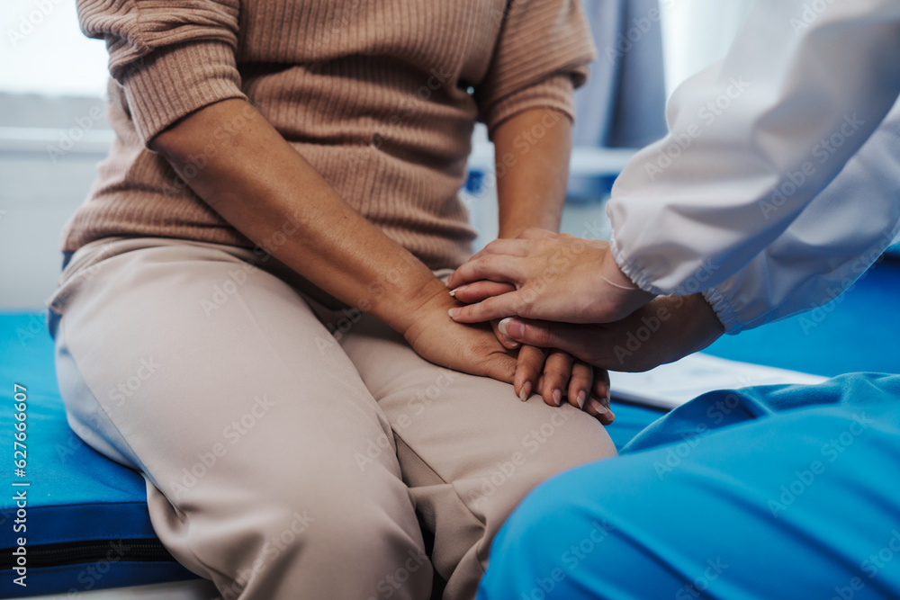 Female doctor examined patient health peace of mind. Basic procedure ...