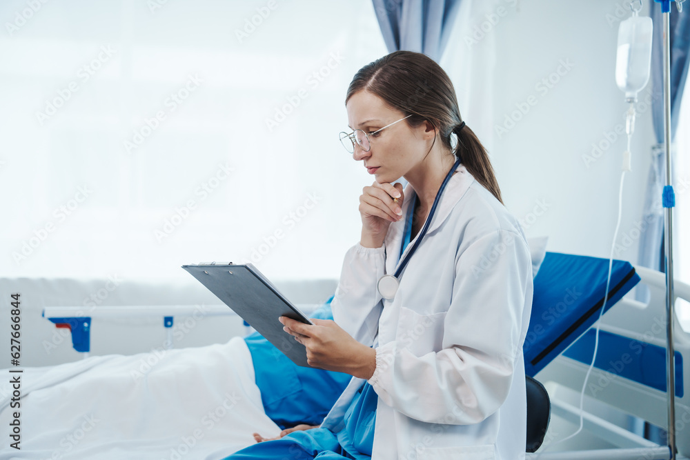 Female doctor examined patient health peace of mind. Basic procedure ...