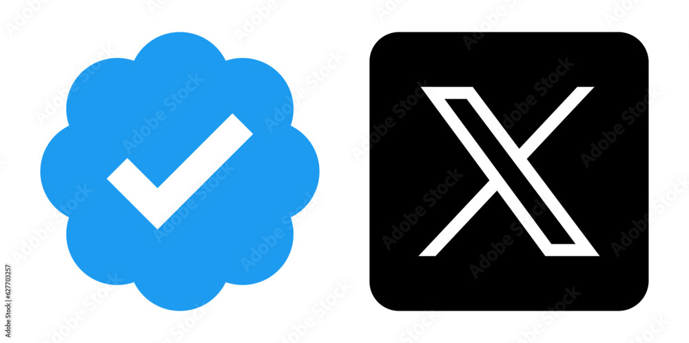 Twitter new logo and verification icon . Twitter icons.Twitter X logo ...