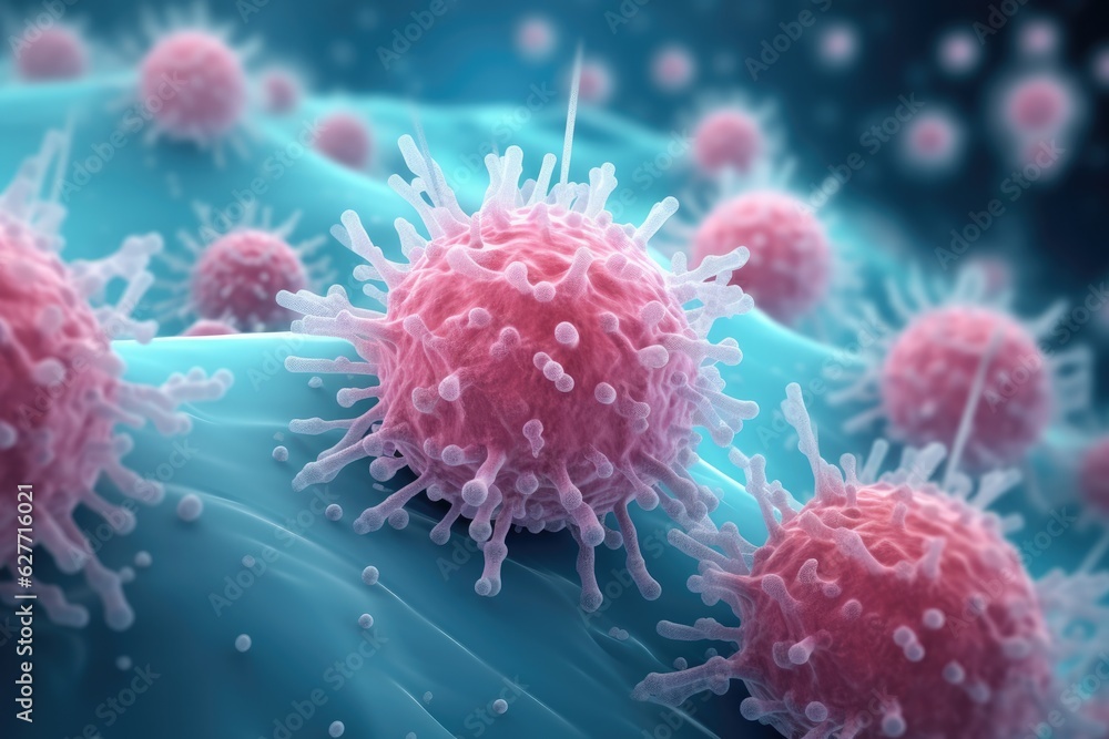 Molecular structure of cancer cells under microscope, realistic macro ...