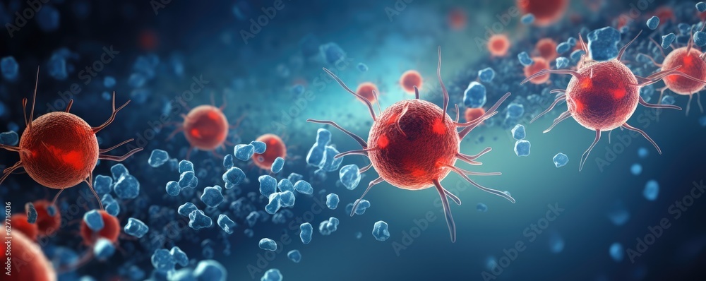 Molecular structure of cancer cells under microscope, realistic macro ...