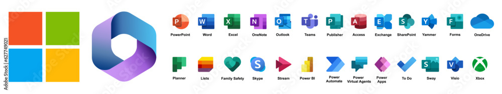 Full set of Microsoft windows products icon. High resolution logos ...