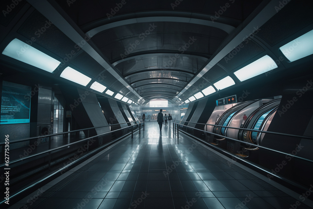 Generative AI, subway tunnel, underground transport, high-speed train ...