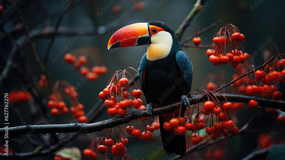 Toucan 4k wallpaper, tropical rainforest, colorful flowers, hd Stock ...