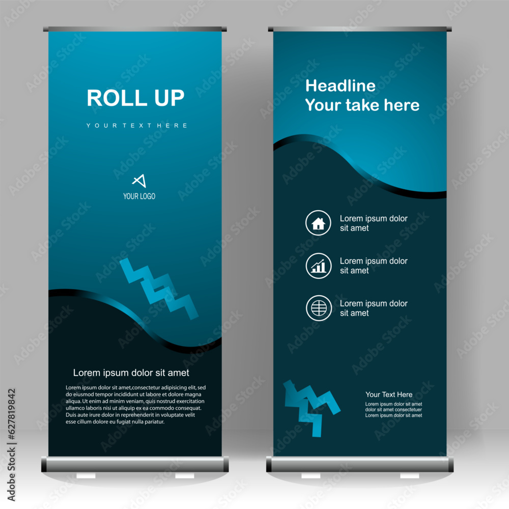 Roll up banner design vertical, for street business, brochure ...