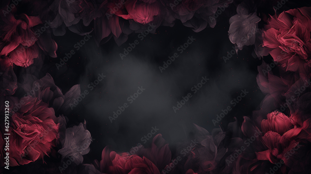 Dark gothic frame, postcard, banner, card. Black background with ornate ...