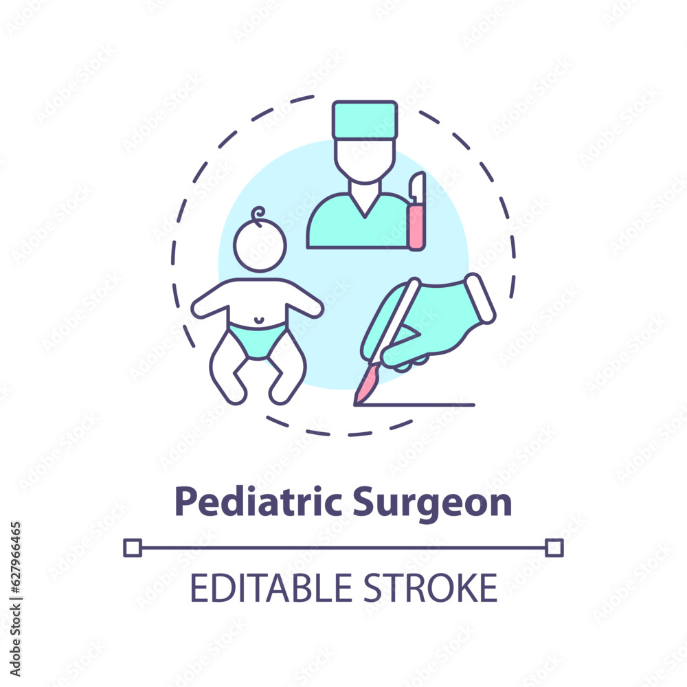 Pediatric surgeon concept icon. Surgical procedure. Operating room ...