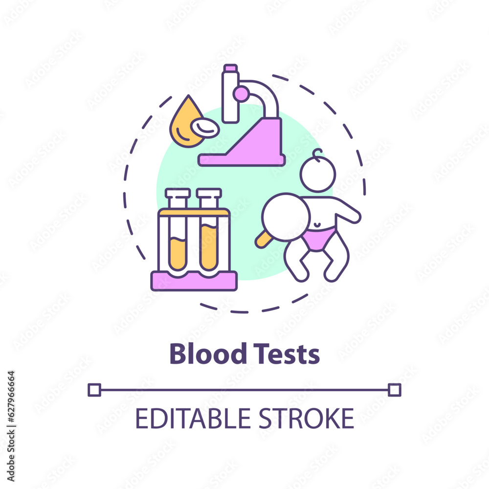 Blood tests concept icon. Overall health. Laboratory research. Child ...
