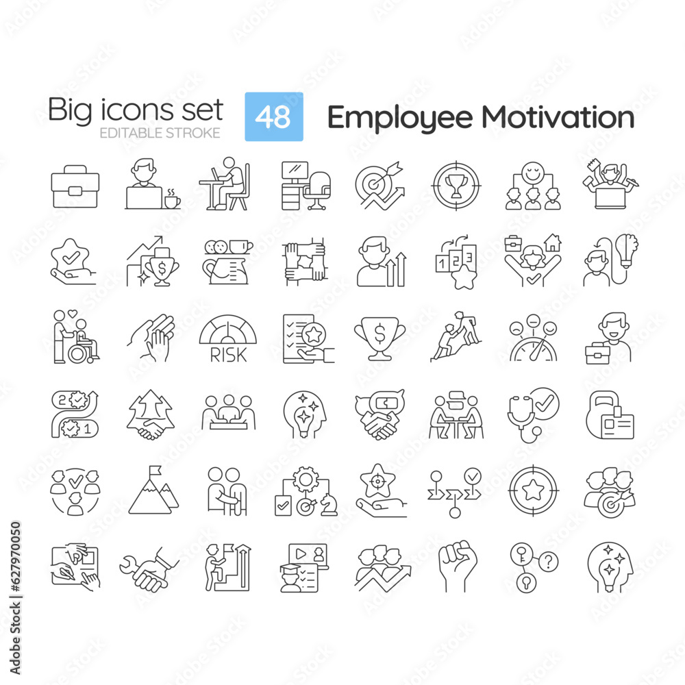 Stock-Vektorgrafik „Employee motivation linear icons set. Job ...