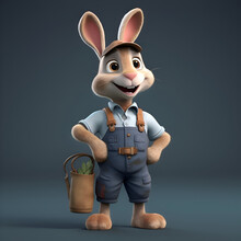 Happy Easter Farmer Rabbit Free Stock Photo - Public Domain Pictures