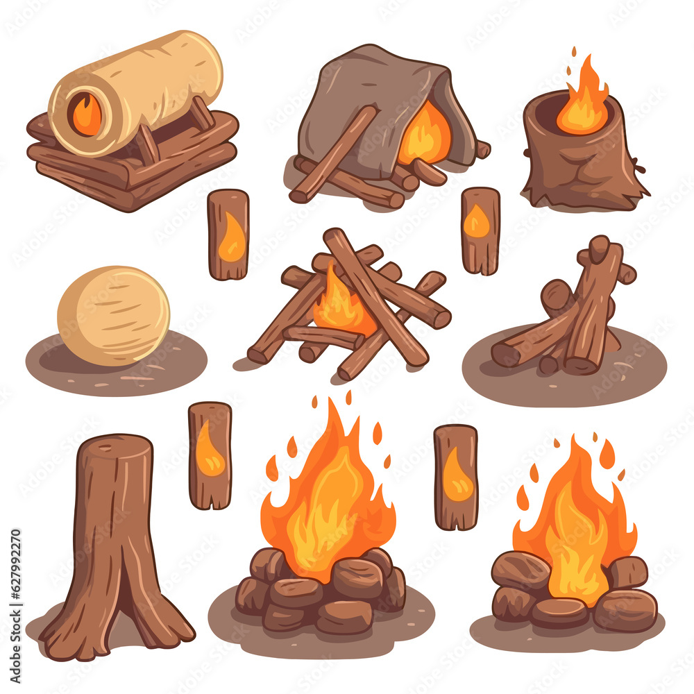 Game campfire sprite animation in cartoon style game user interface gui ...