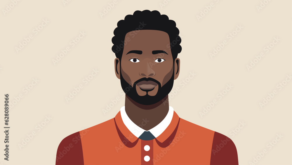 Black man face and upper body - Vector illustration portrait of male ...