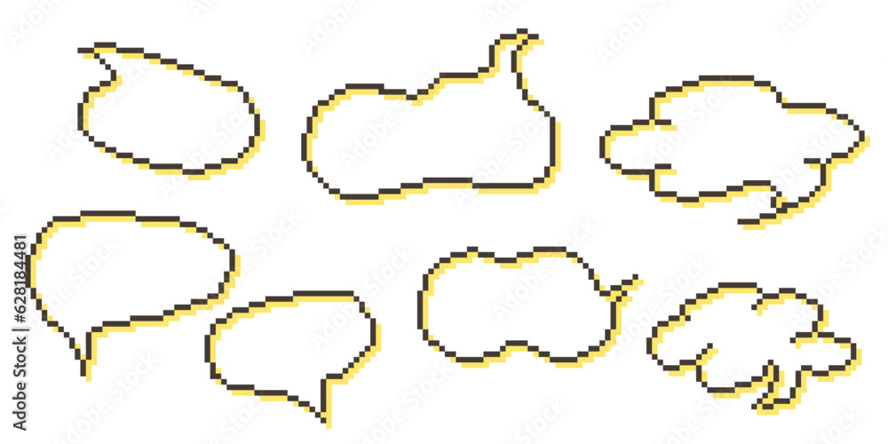 Pixel speech bubble Collection chart dialogue boxes. Retro game 8 bit ...