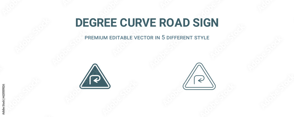 Vector de Stock degree curve road sign icon. Filled and line degree ...