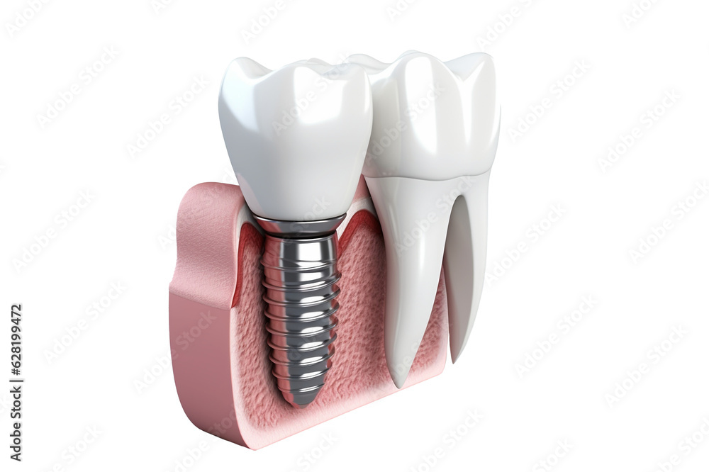 3D model of tooth with implant screw isolated on transparent background ...