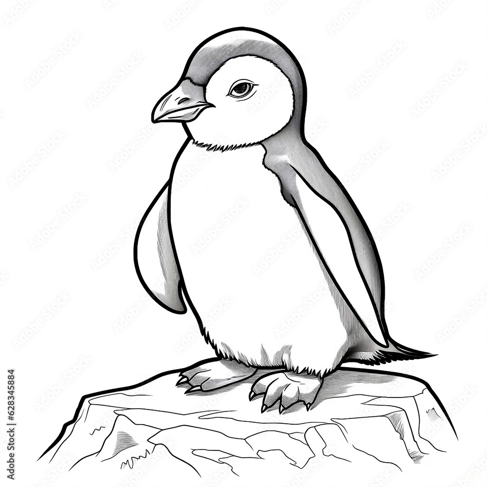 Penguin coloring page for kids. Baby penguin. Animal coloring page ...