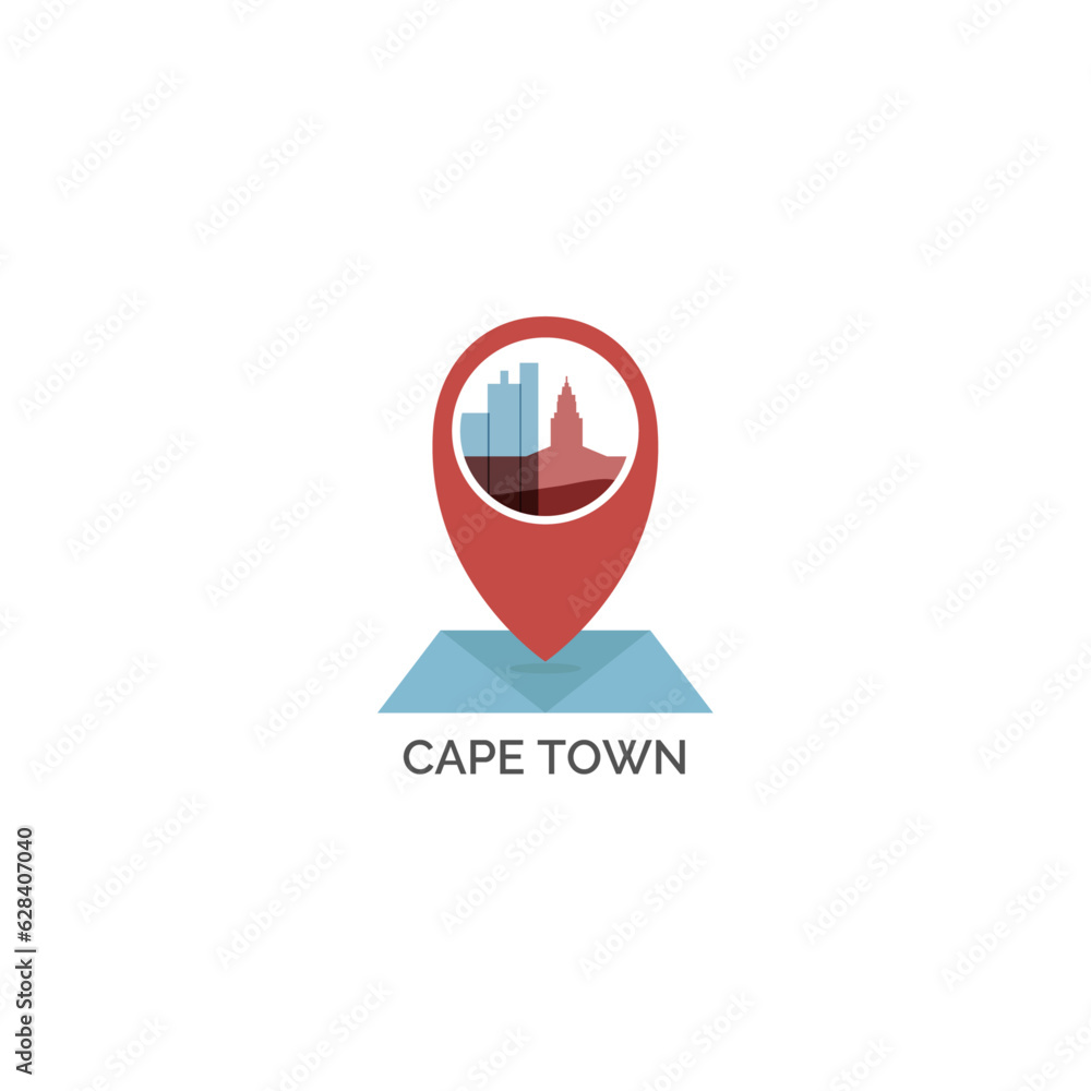South Africa, Cape Town map pin point, geolocation, skyline vector logo ...