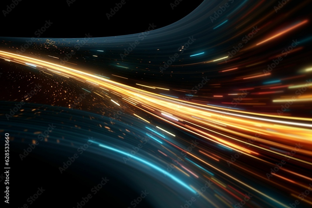Warp speed trail style of star trek flying across a horizontal black ...