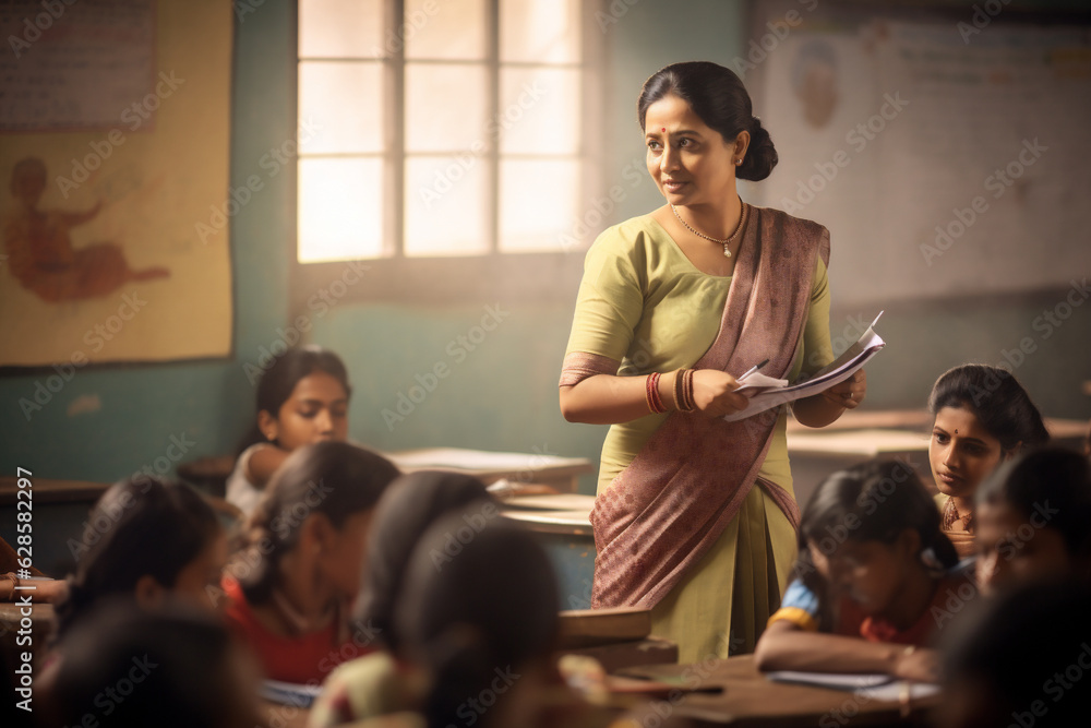 Indian Teacher Teaching in a Classroom Stock Photo | Adobe Stock