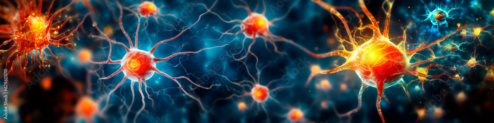 Illustration Stock Active nerve cells. Neuronal network with electrical ...
