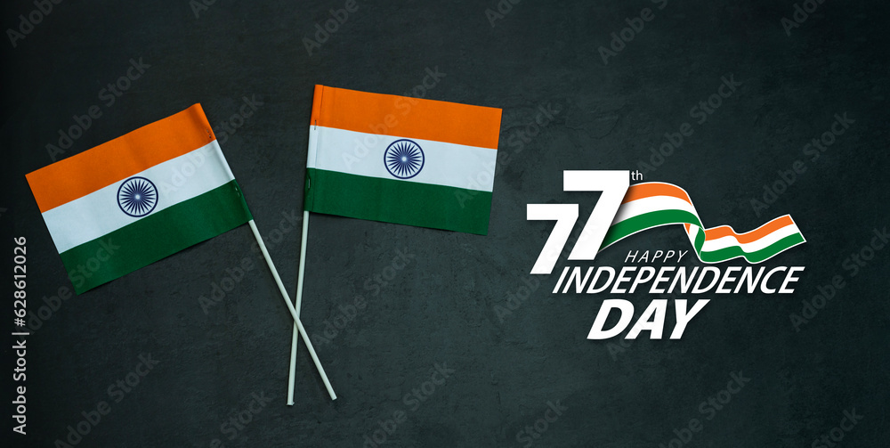 Happy Independence day banner design, Indian flag isolated on dark grey ...